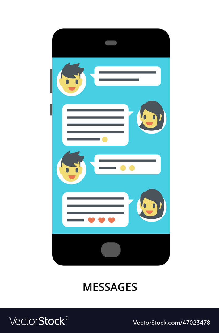 Messages concept on black smartphone Royalty Free Vector