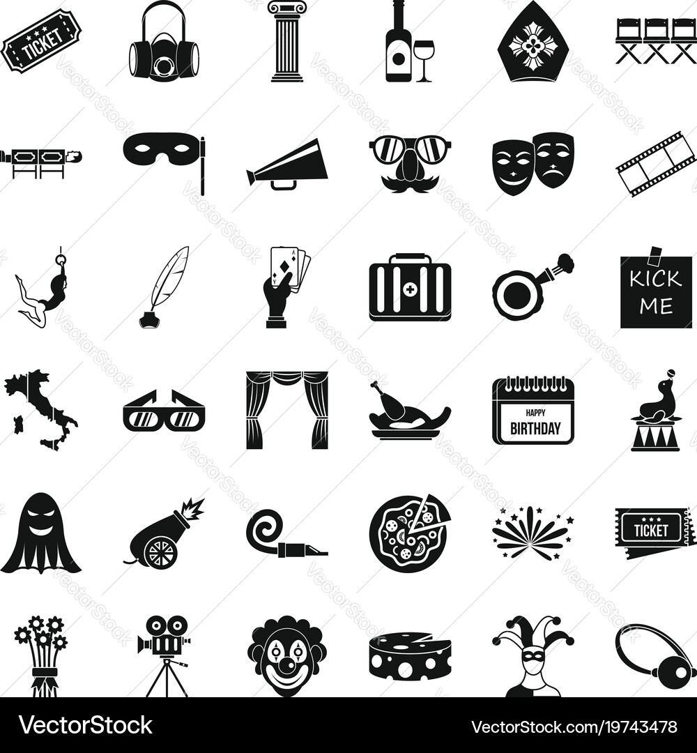 Pageant icons set simple style Royalty Free Vector Image