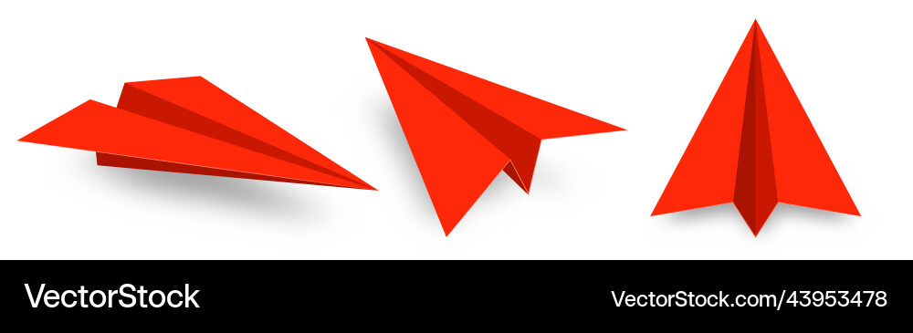Realistic red paper planes collection handmade Vector Image