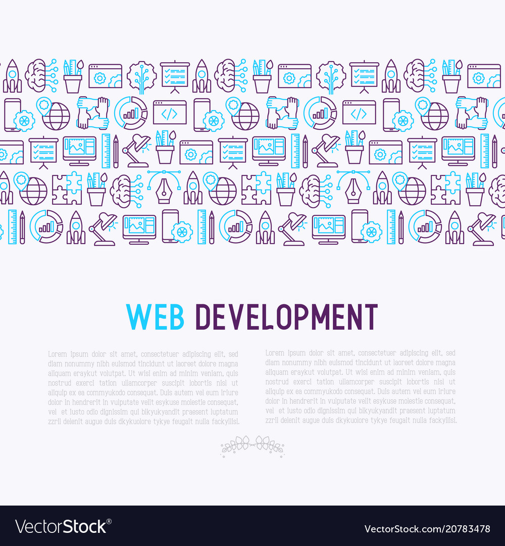 Web development concept with thin line icons Vector Image