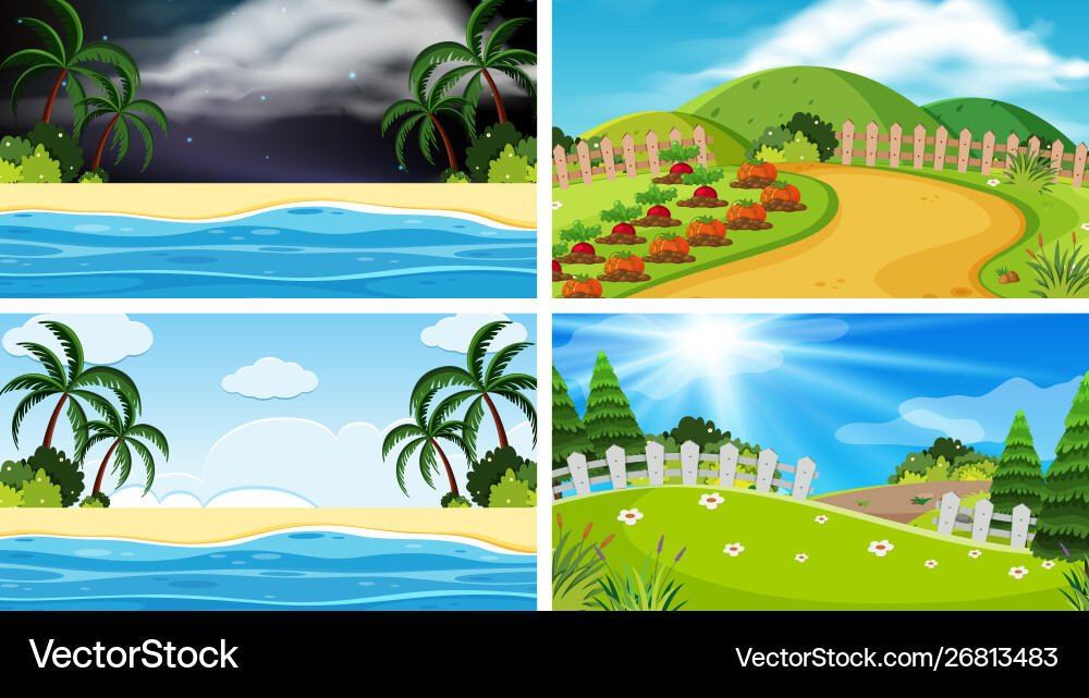 A set outdoor scene including hills Royalty Free Vector
