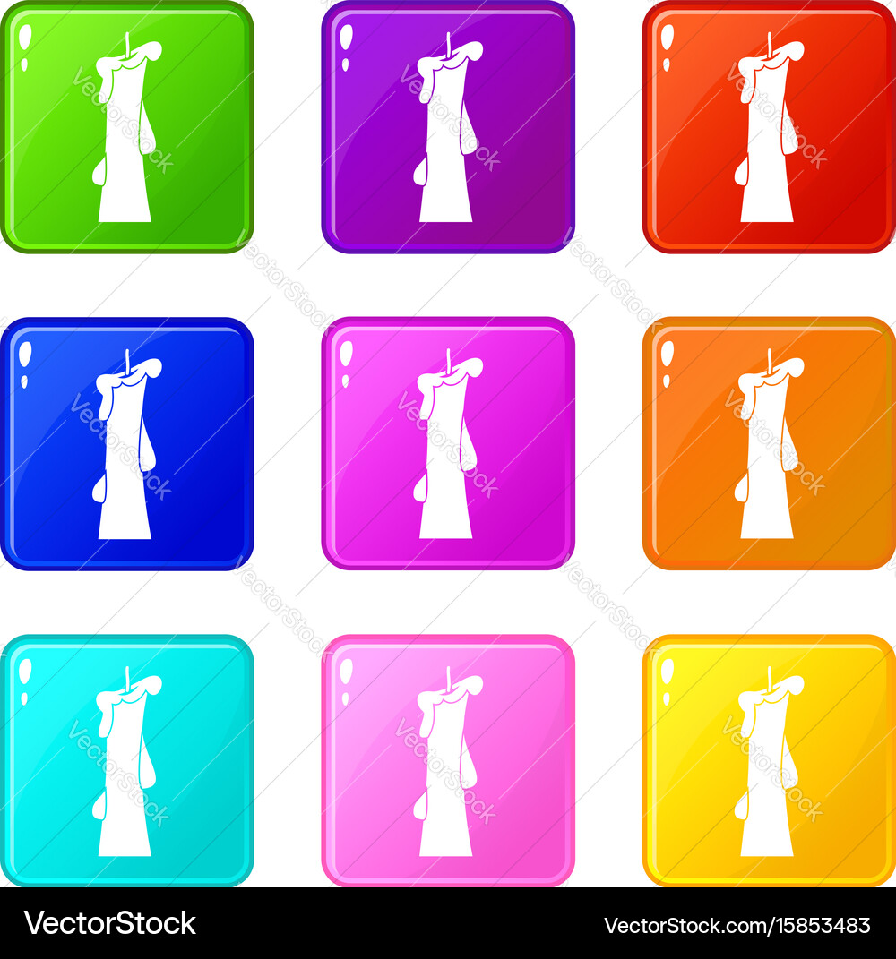 Church candle icons 9 set Royalty Free Vector Image