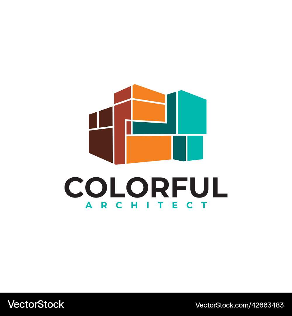 Colorful home building architect logo design Vector Image