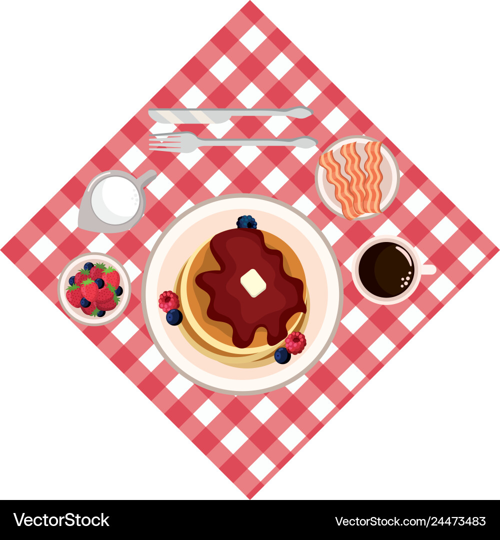 Delicious tasty breakfast cartoon Royalty Free Vector Image