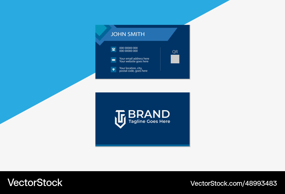 Design formal blue modern business card Royalty Free Vector