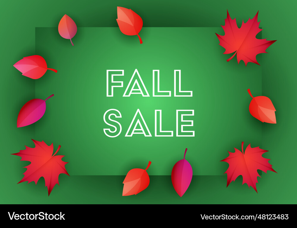Fall sale flyer design with green background Vector Image