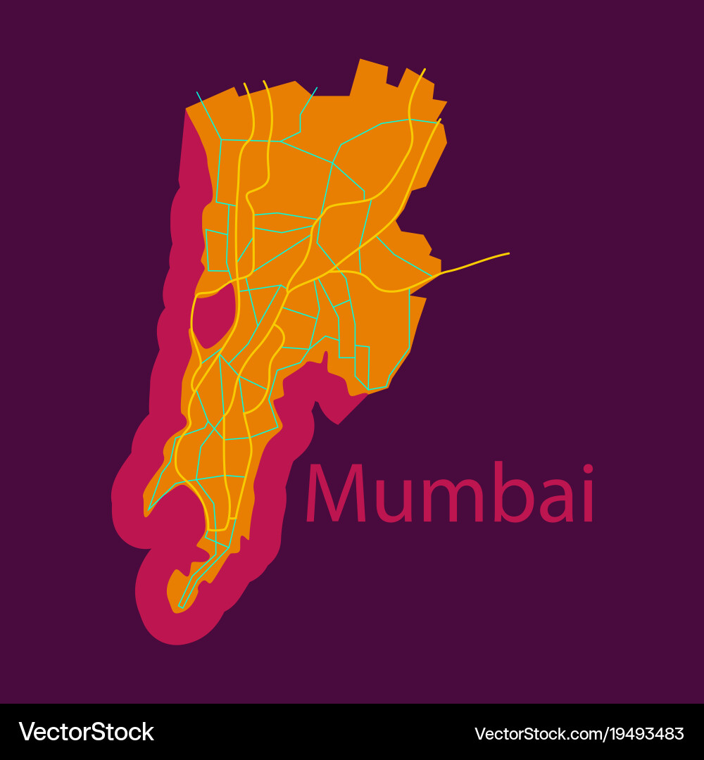 Flat icon map of mumbai Royalty Free Vector Image