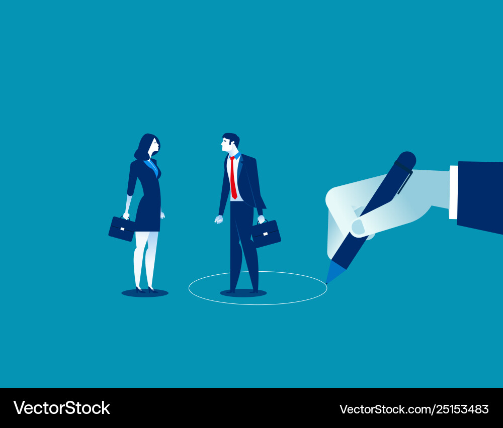 Hand drawing circle separating man and woman Vector Image