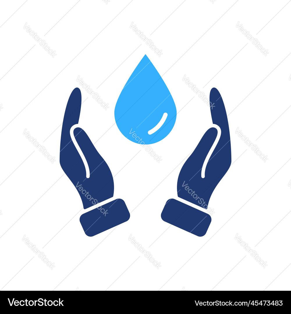 Hand protecting water silhouetter icon two Vector Image