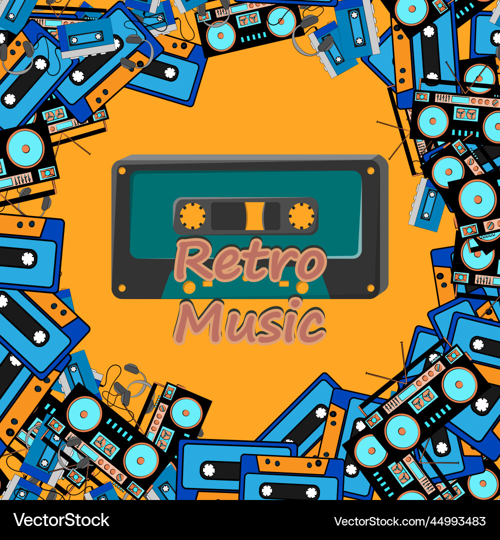 Old retro square vintage poster frame with music Vector Image