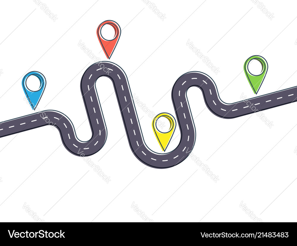 Road trip and journey route infographic Royalty Free Vector