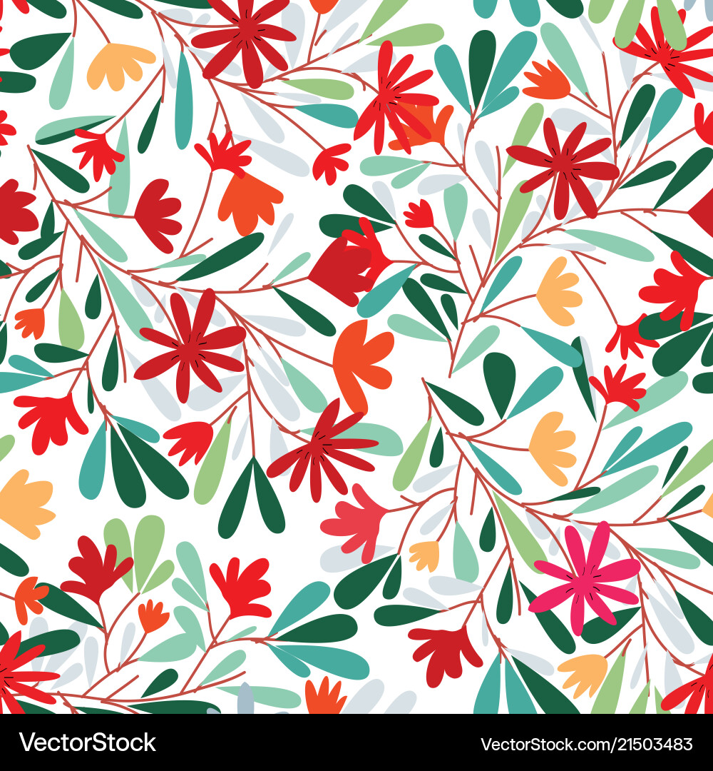 Seamless pattern of red tropical flower Royalty Free Vector
