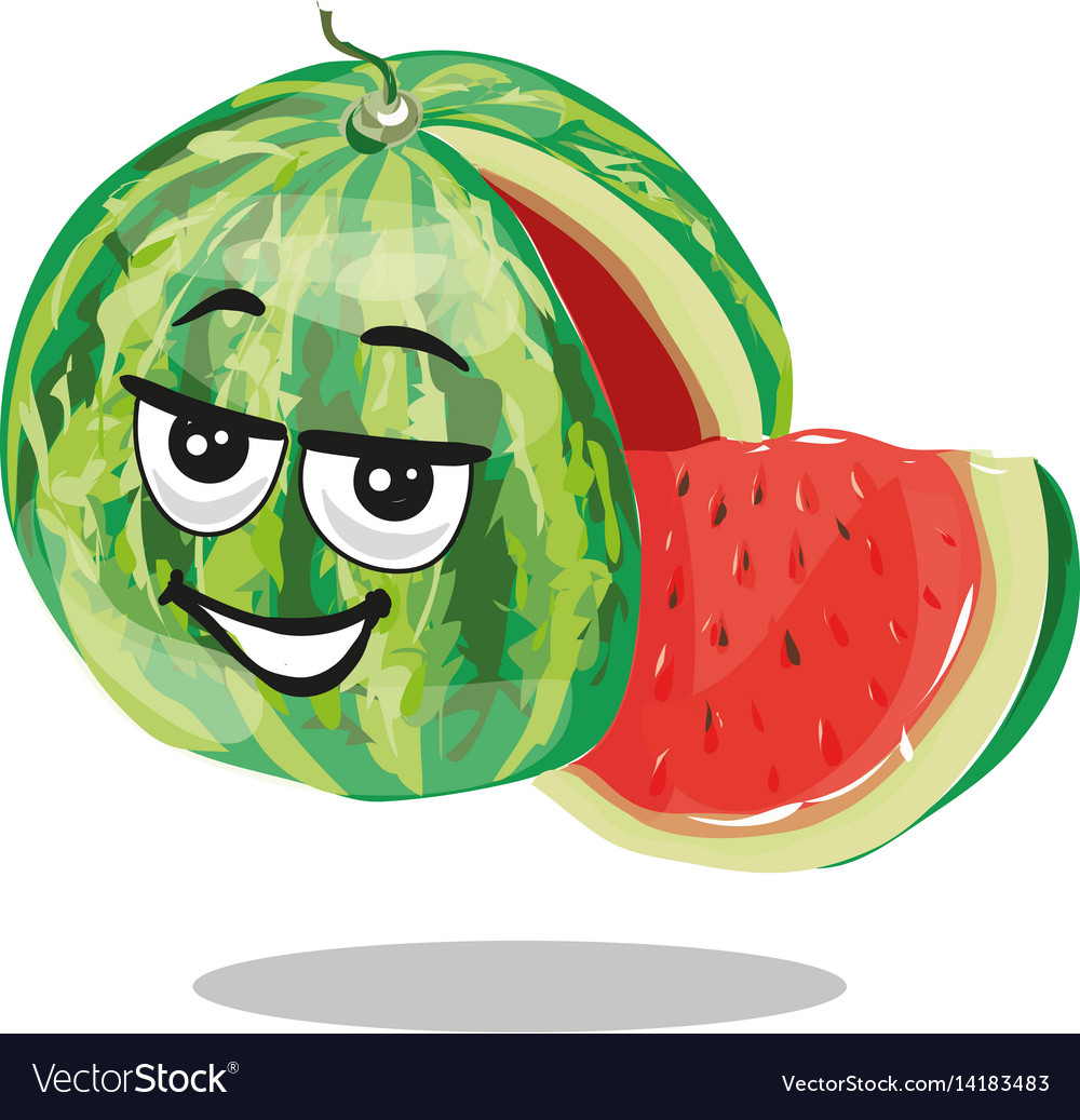 Watermelon character with slice Royalty Free Vector Image Watermelon character with slice Royalty Free Vector Image