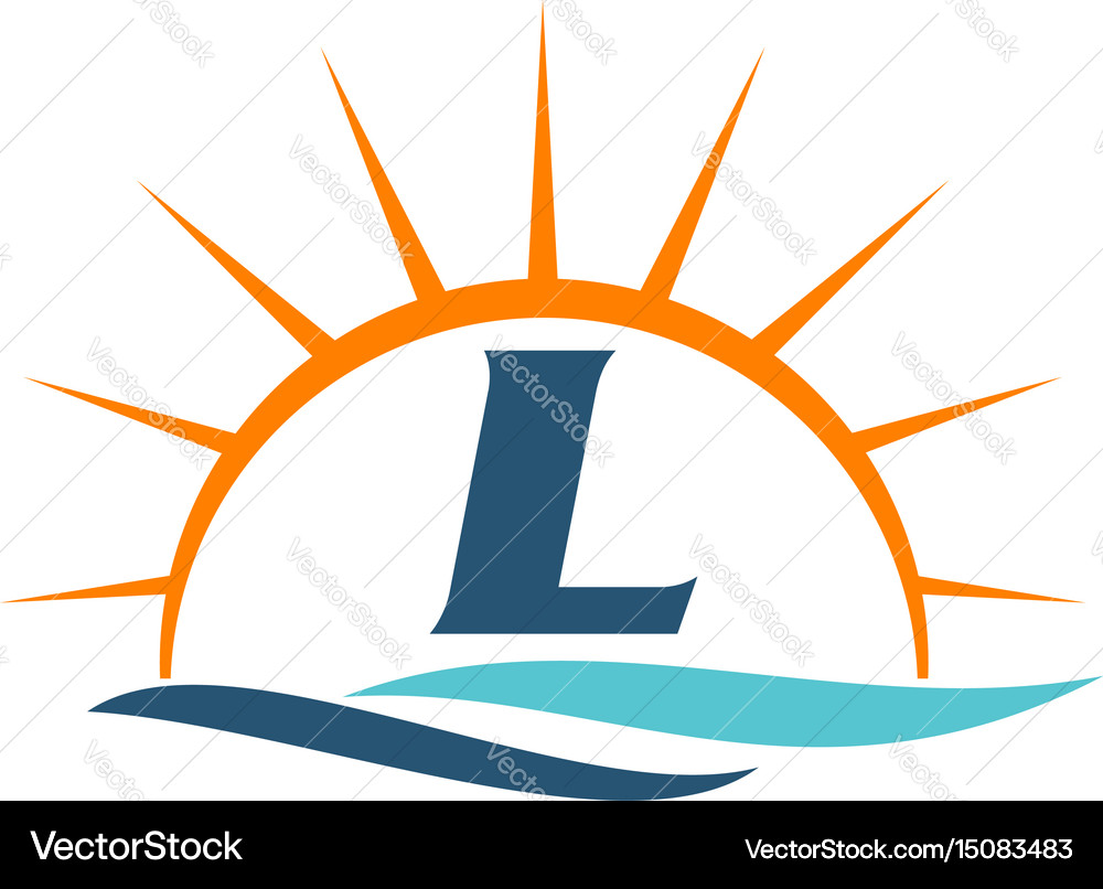 Wave sunset initial l Royalty Free Vector Image