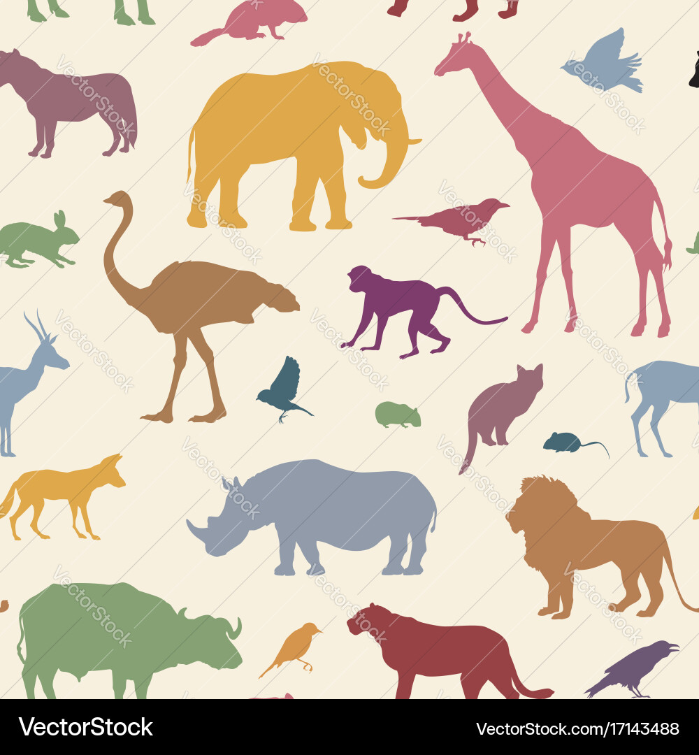 Animal silhouette seamless pattern wildlife Vector Image