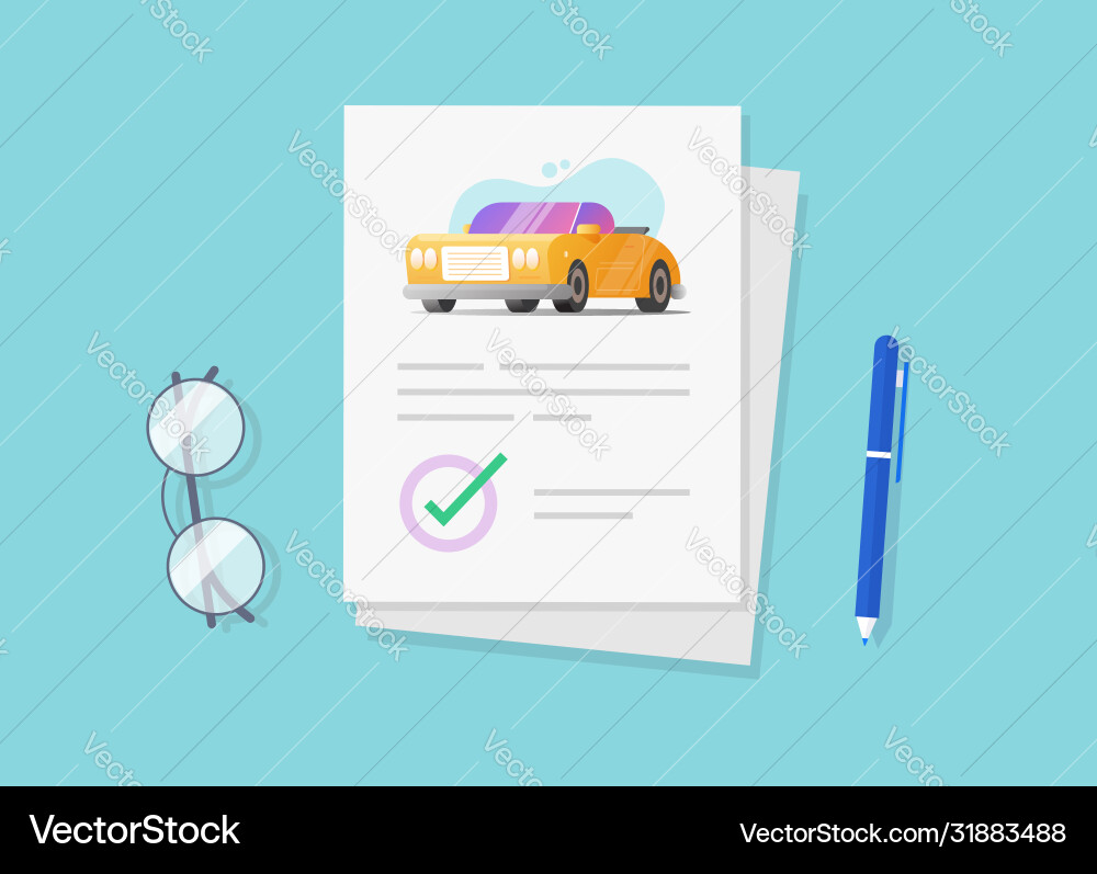 Car or vehicle insurance policy document Vector Image