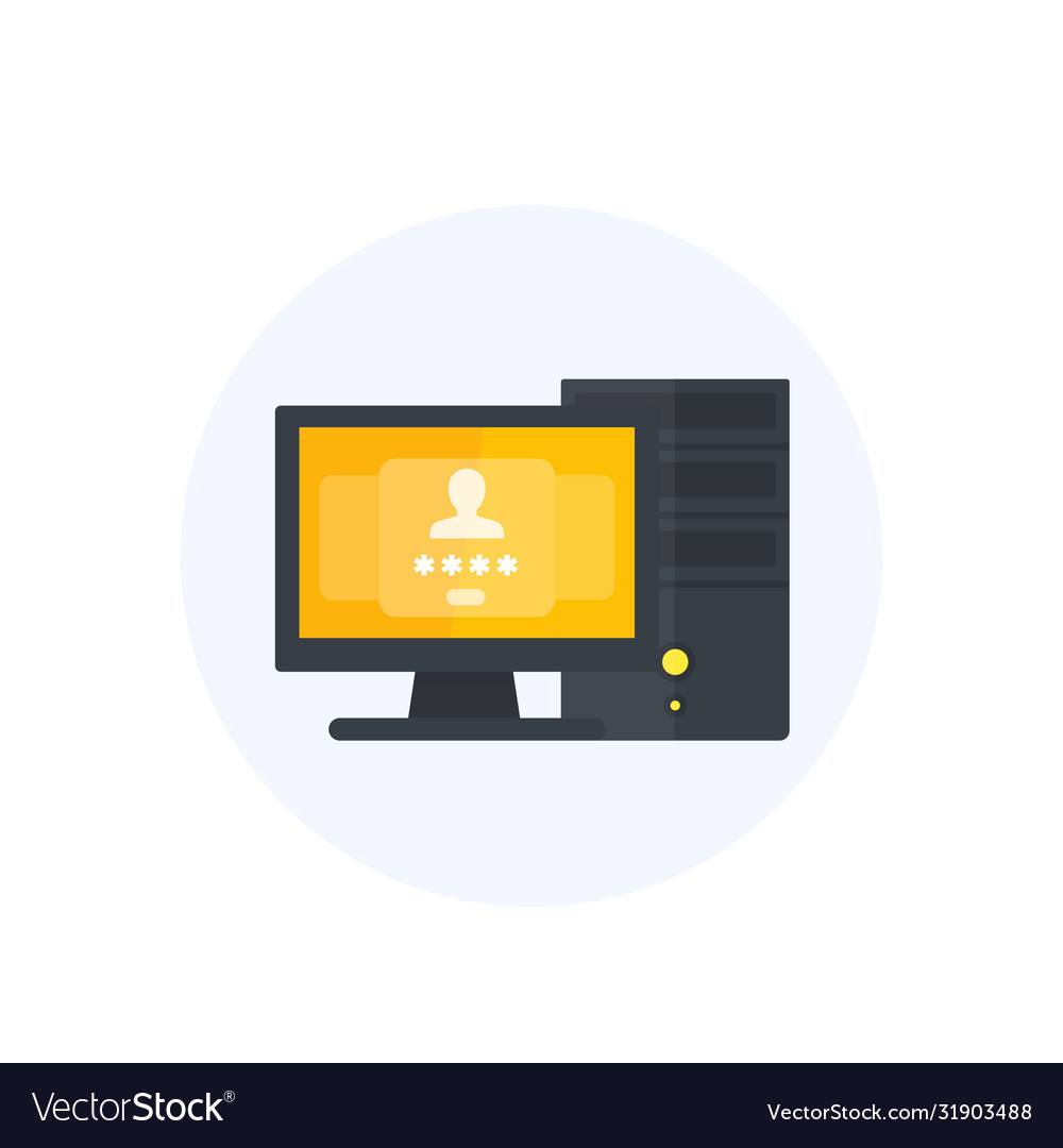 Computer With Password Access Authentication Vector Image