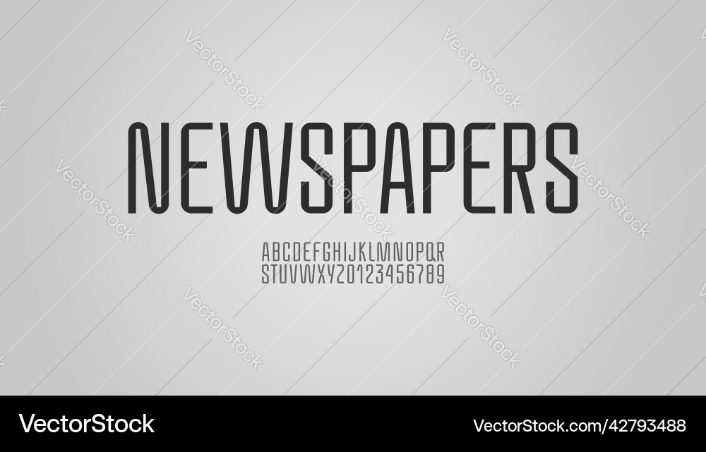 Condensed thin font narrow alphabet Royalty Free Vector