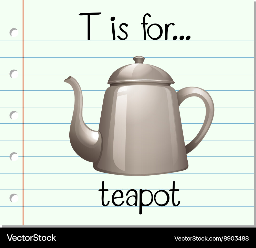 Flashcard letter t is for teapot Royalty Free Vector Image