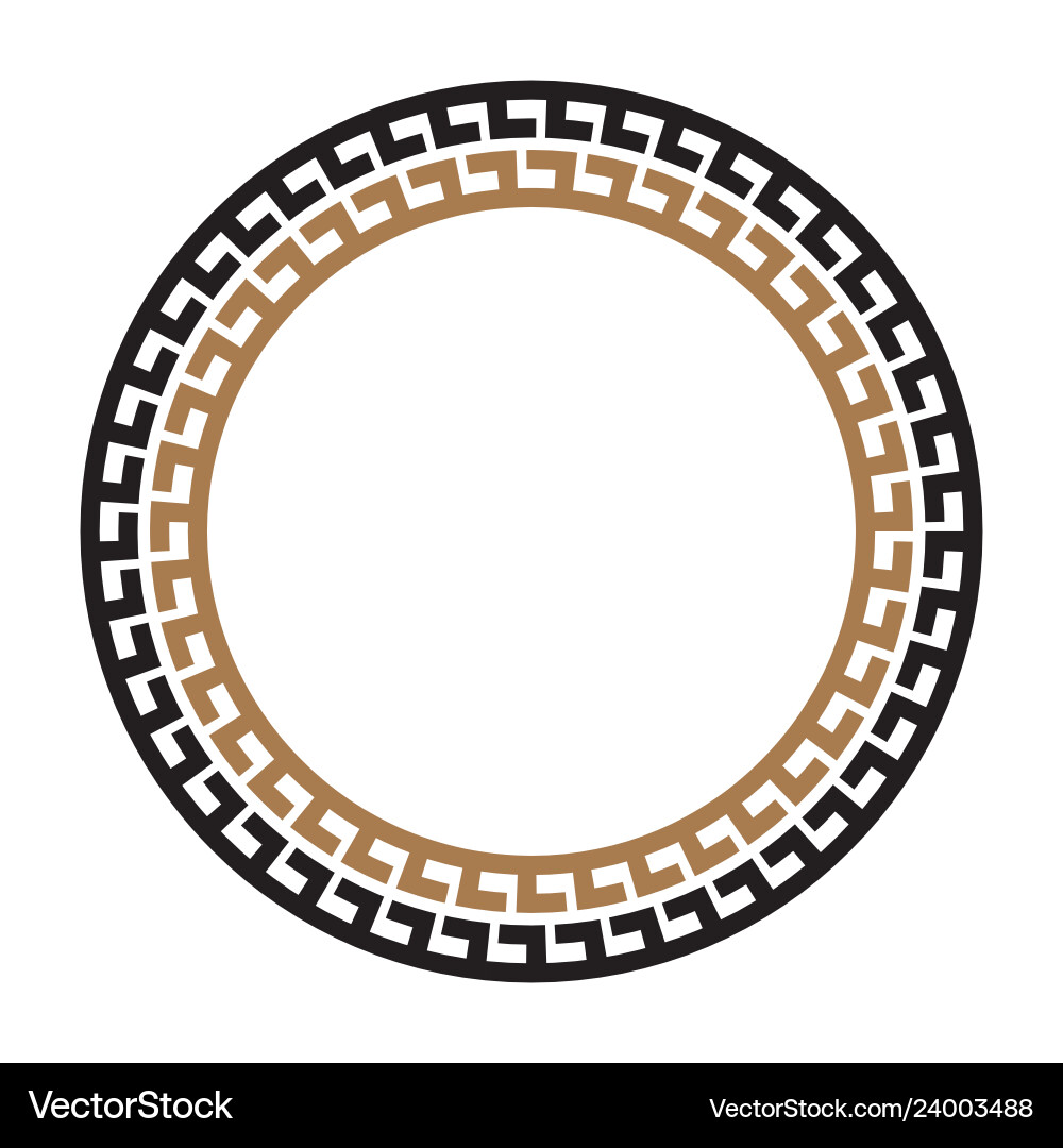Greek key round frame typical egyptian assyrian Vector Image