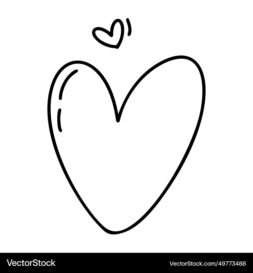 Hand drawn love heart logo line Royalty Free Vector Image