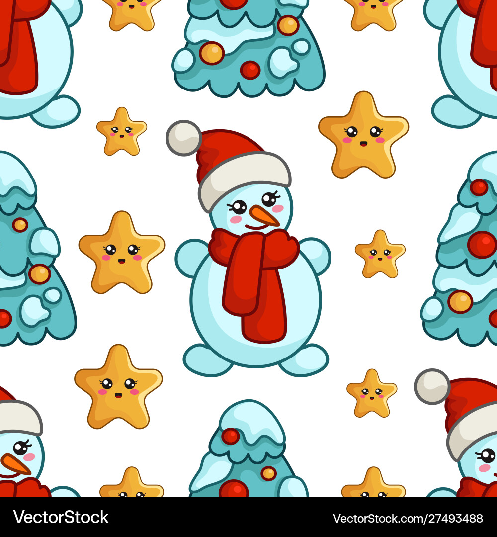 Kawaii christmas collection Royalty Free Vector Image