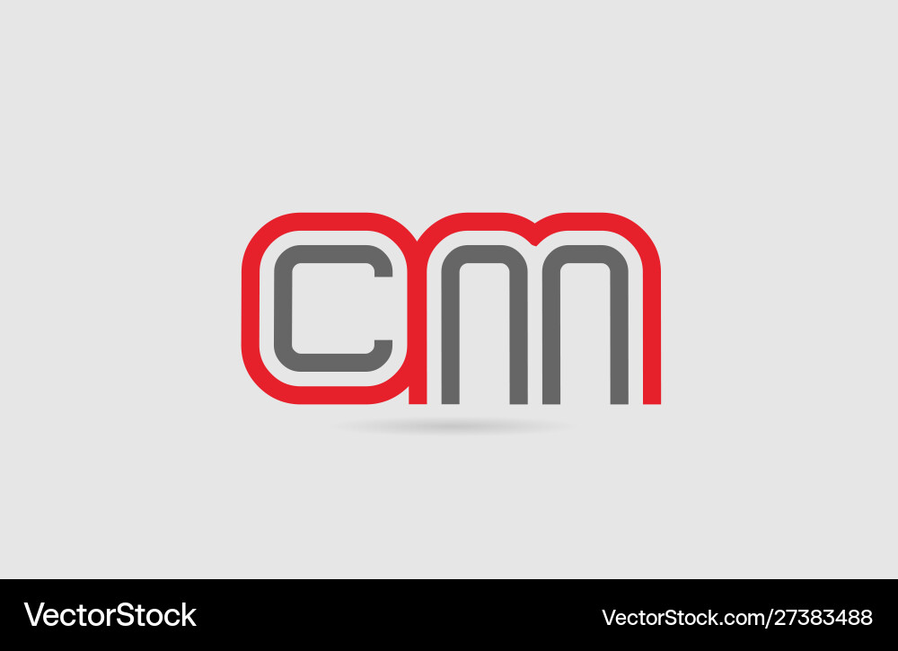 Red grey alphabet letter logo combination cm c m Vector Image
