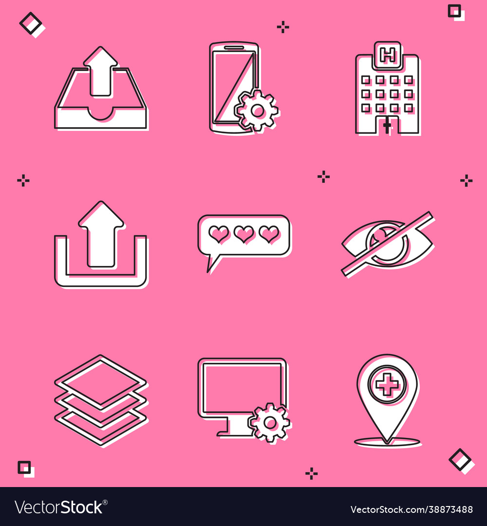 Set upload inbox setting on smartphone medical Vector Image Set upload inbox setting on smartphone medical Vector Image