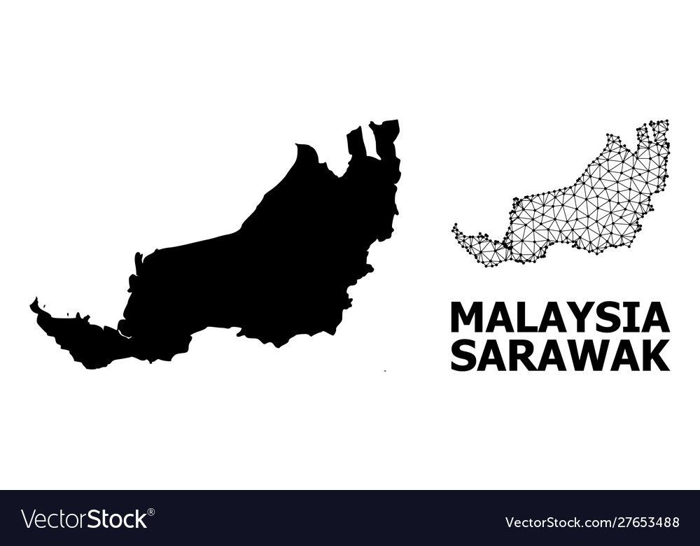 Solid and wire frame map sarawak Royalty Free Vector Image