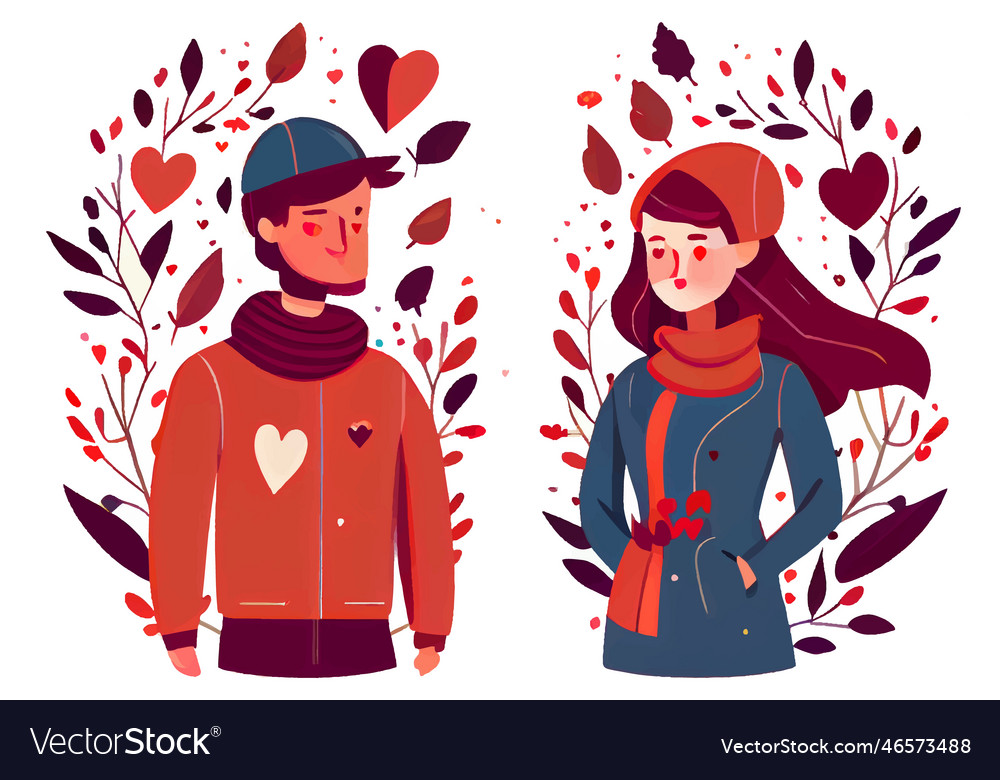 Sticker cartoon style couple in love isolated Vector Image