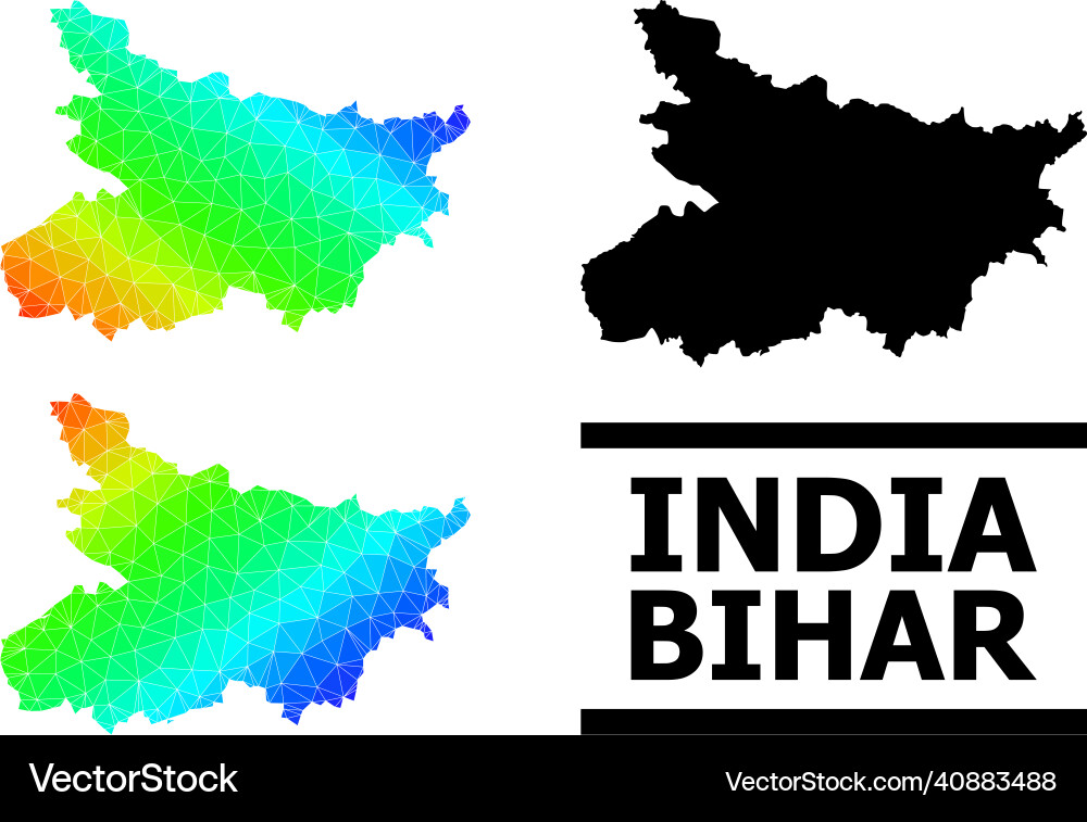 Triangle filled spectral colored map of bihar Vector Image