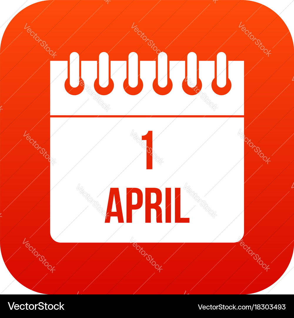 Calendar april 1 icon digital red Royalty Free Vector Image