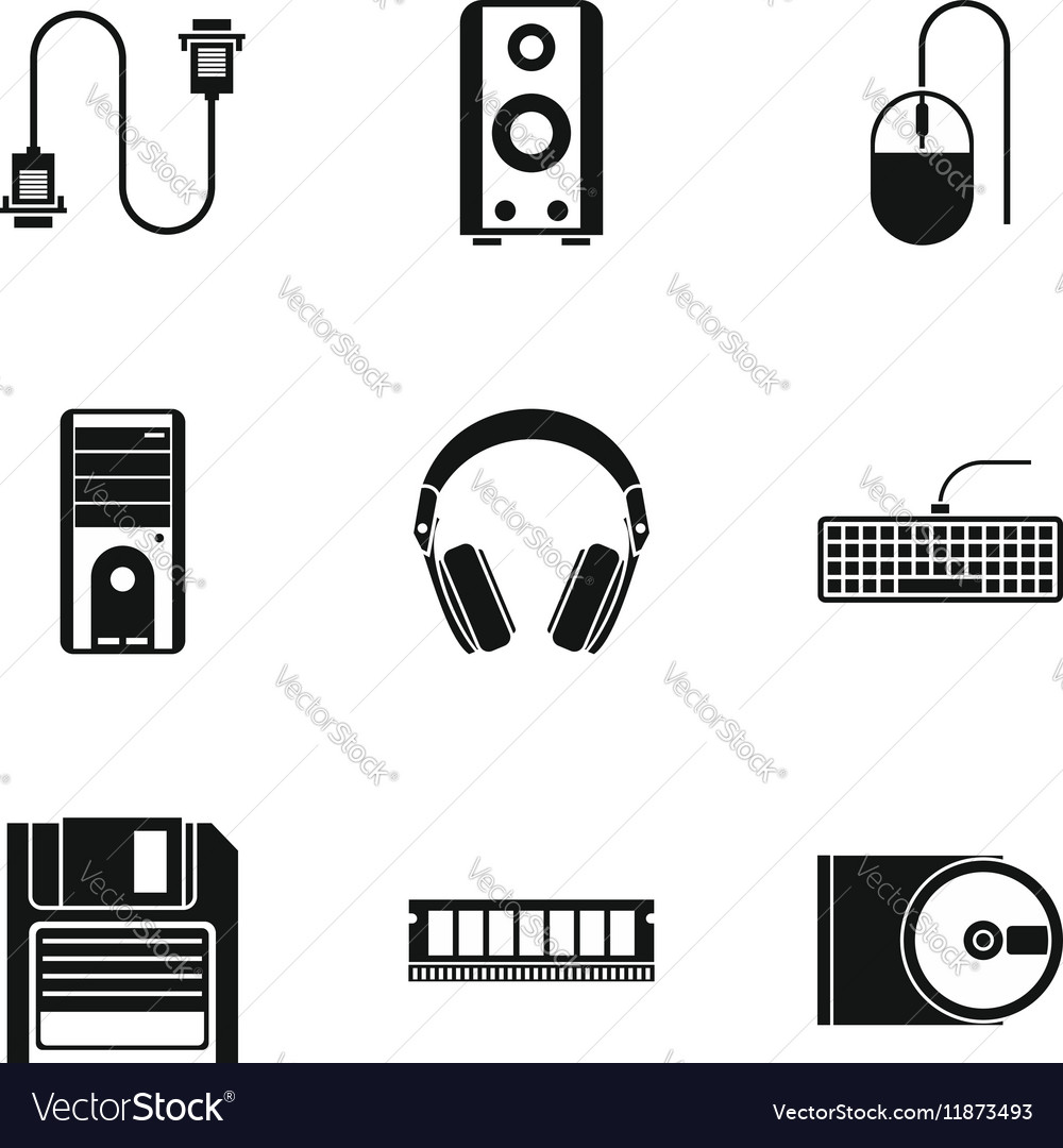 Computer icons set simple style Royalty Free Vector Image