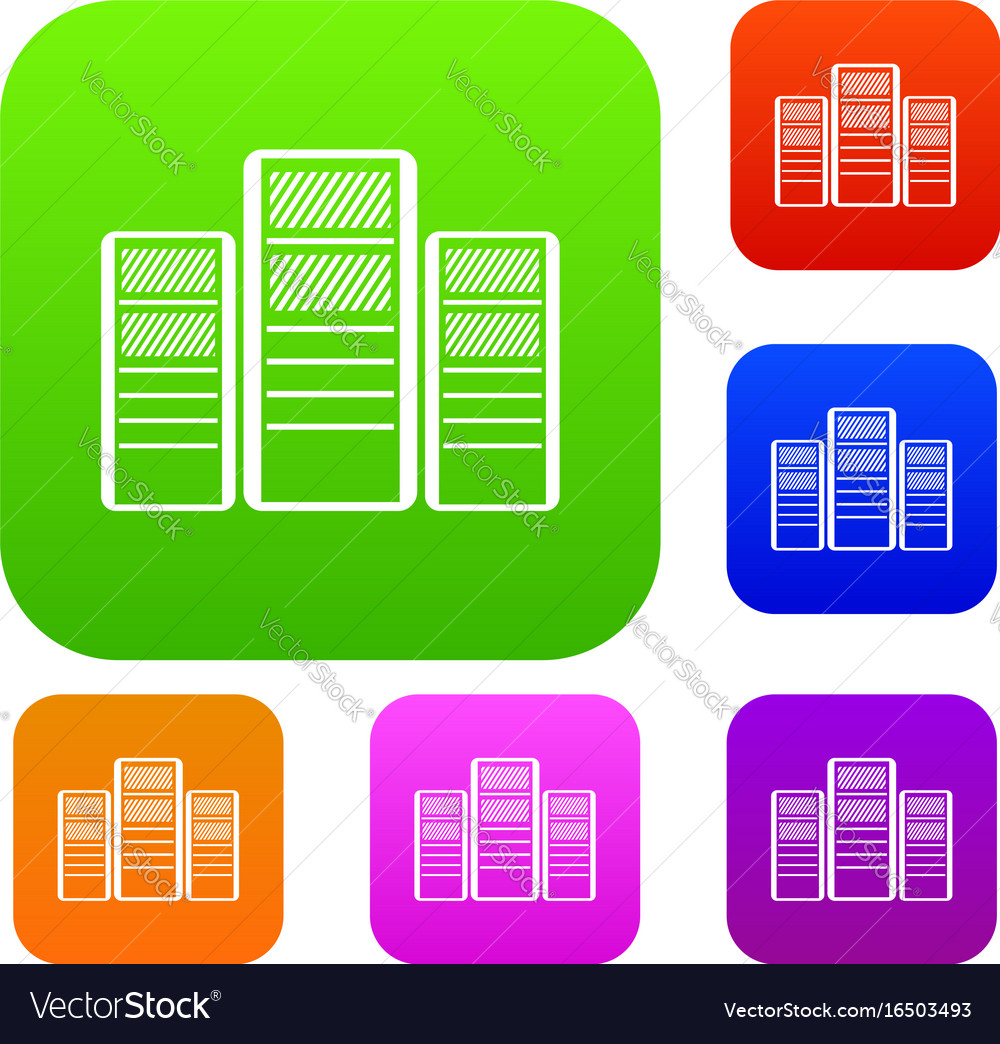 Database servers set collection Royalty Free Vector Image