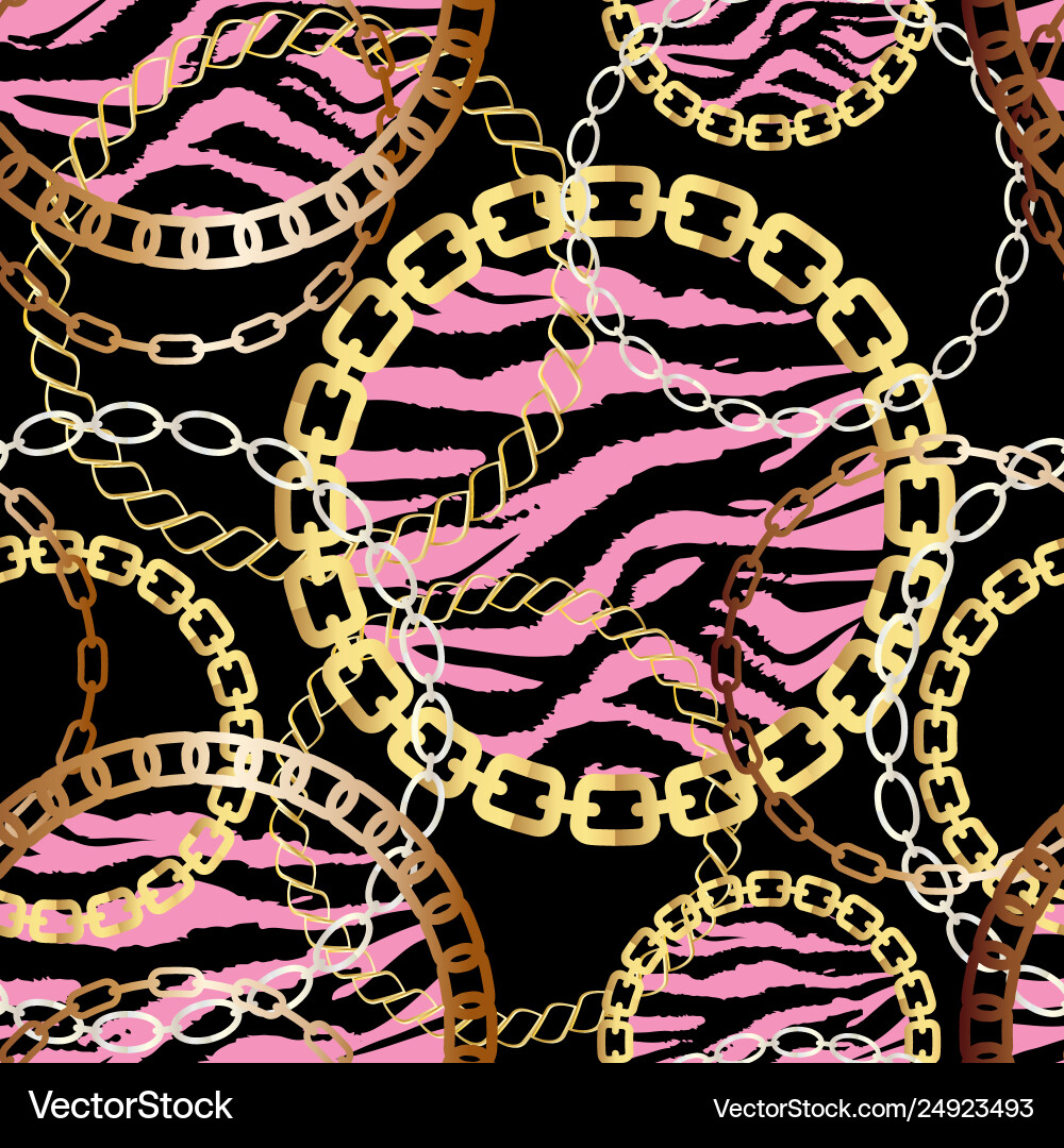 Fashion seamless pattern with golden chains Vector Image