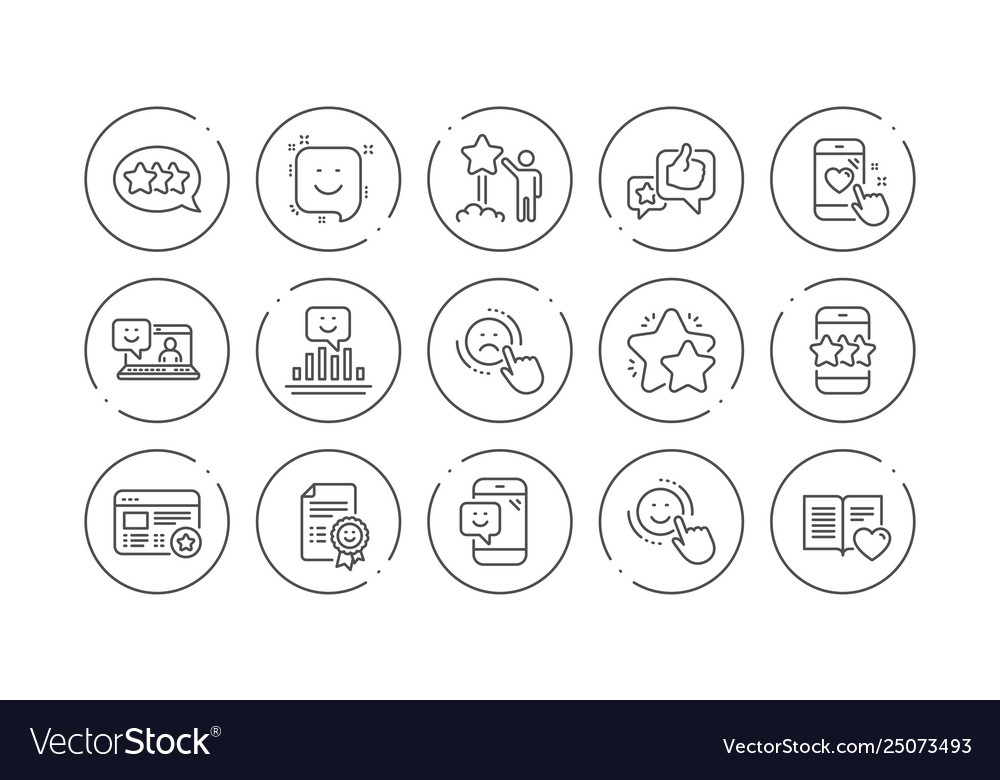 Feedback line icons user opinion customer Vector Image Feedback line icons user opinion customer Vector Image