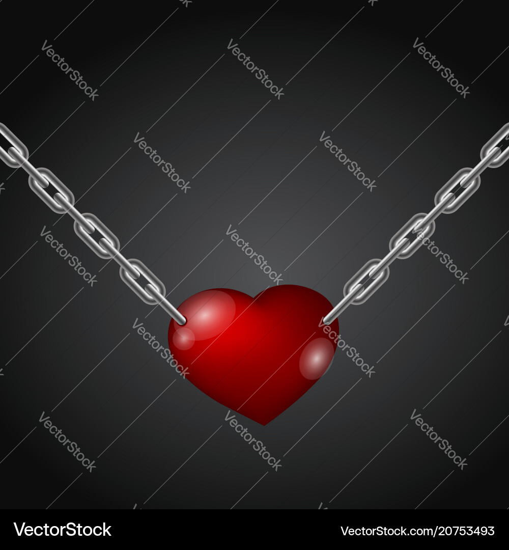 Heart hanging on chains Royalty Free Vector Image