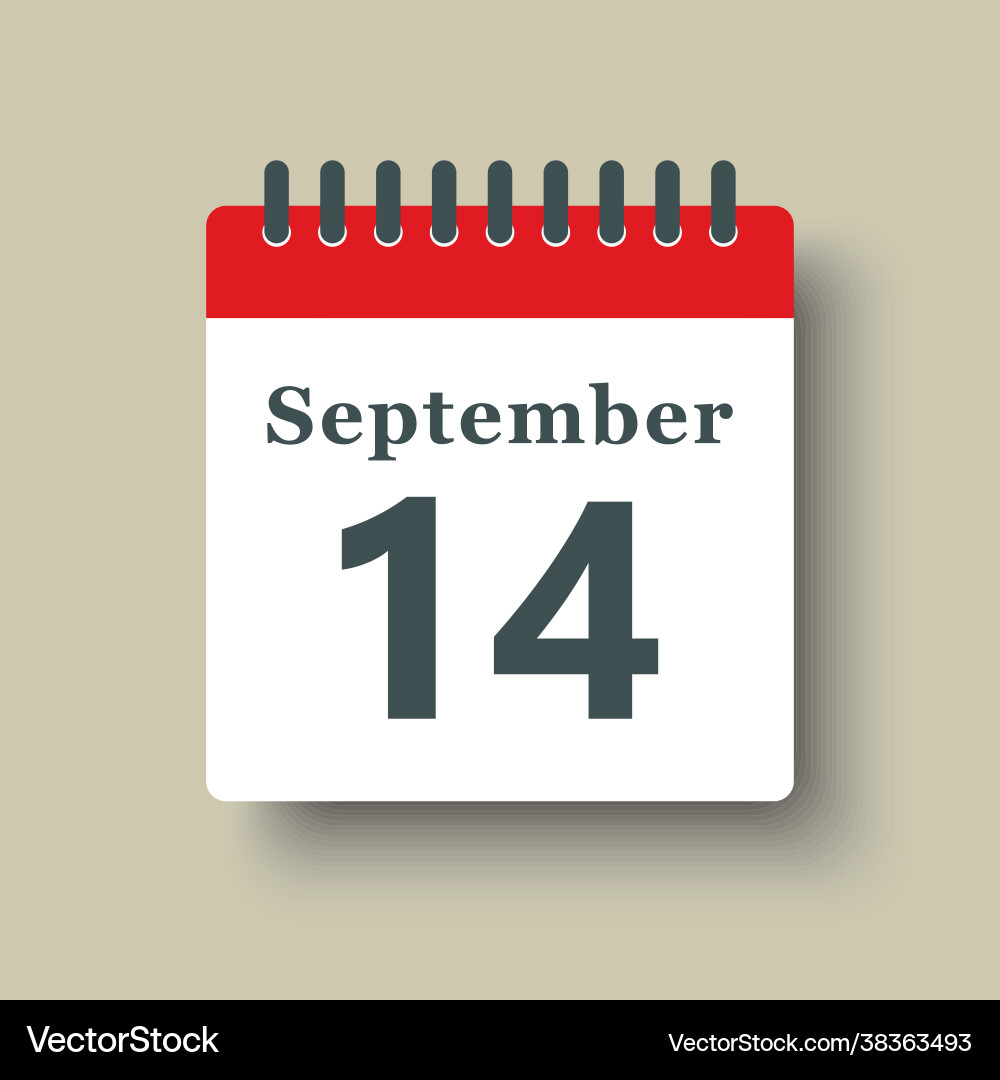 Icon day date 14 september template calendar page Vector Image