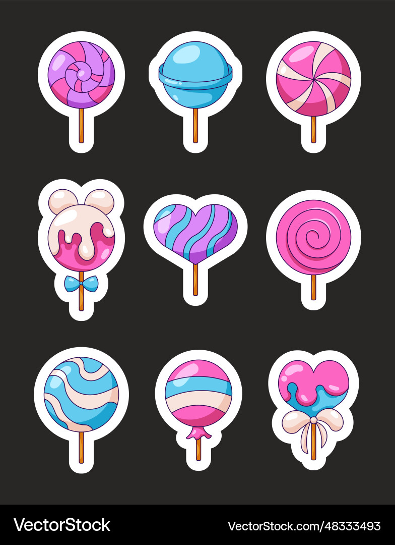Lollipop candy stick sticker bookmark sweet Vector Image