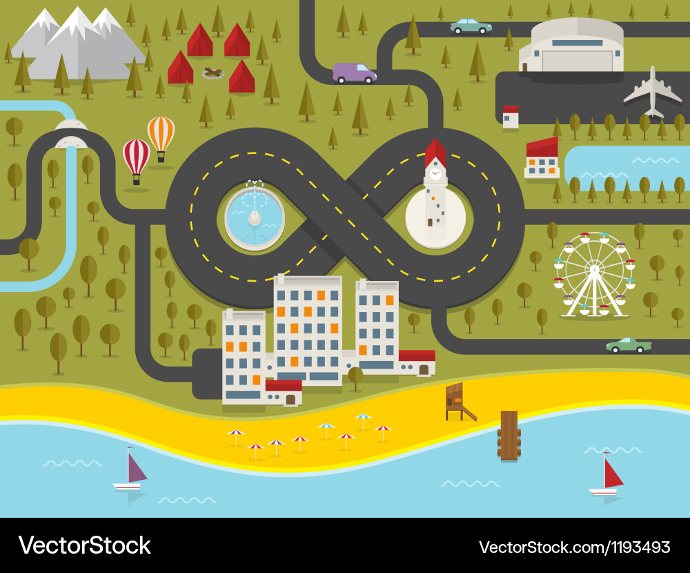 Map of resort town Royalty Free Vector Image - VectorStock
