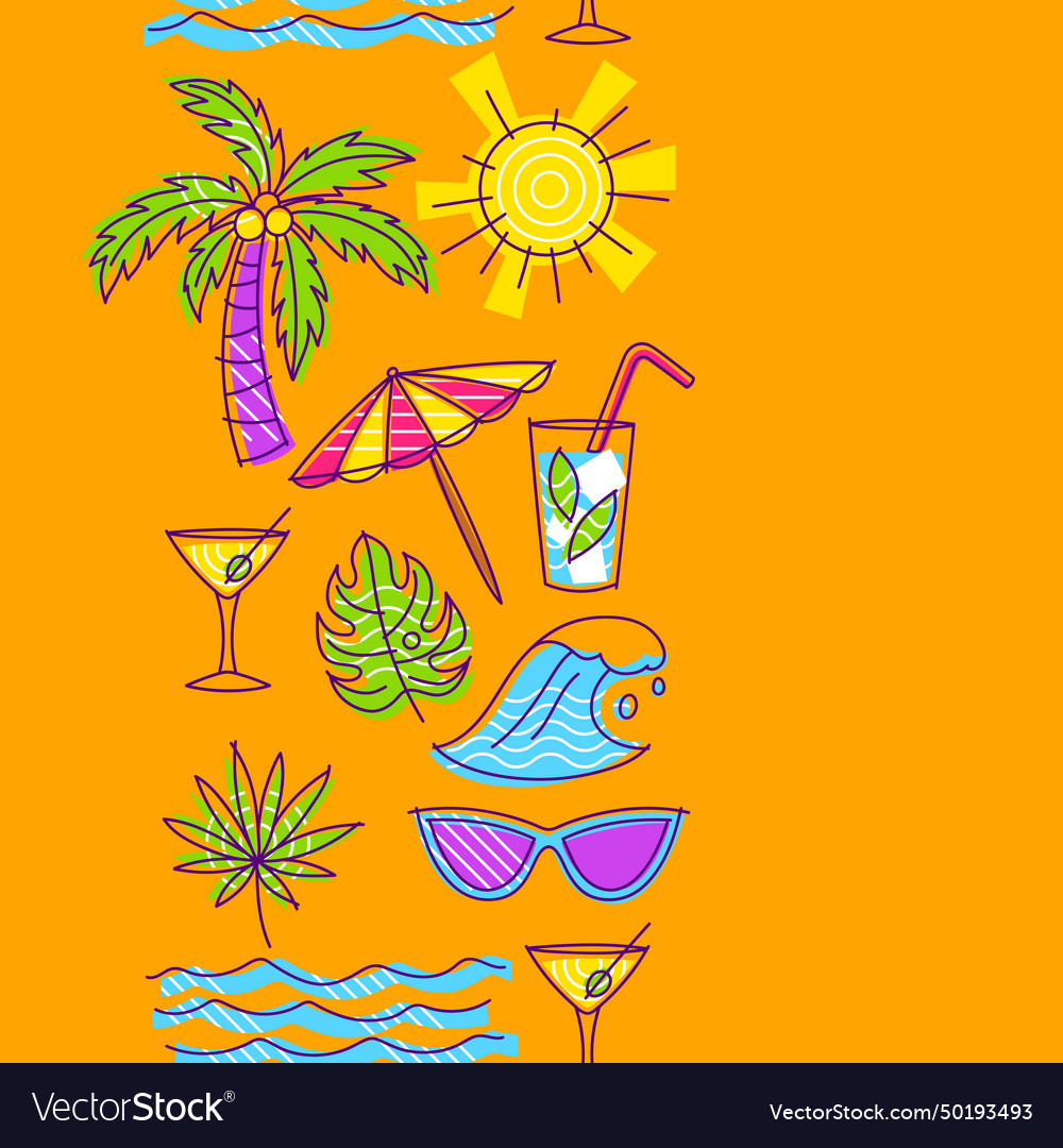 Pattern with summer items stylized beach objects Vector Image