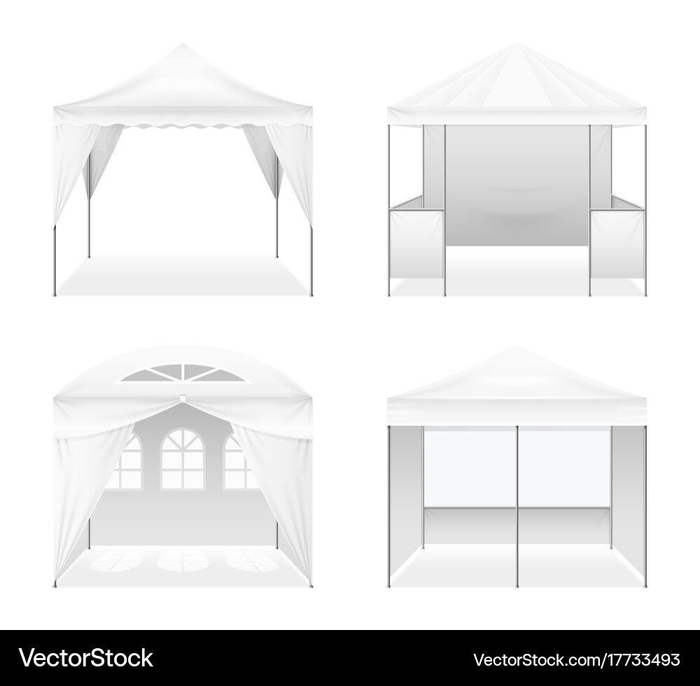 Realistic outdoor folding tents set Royalty Free Vector