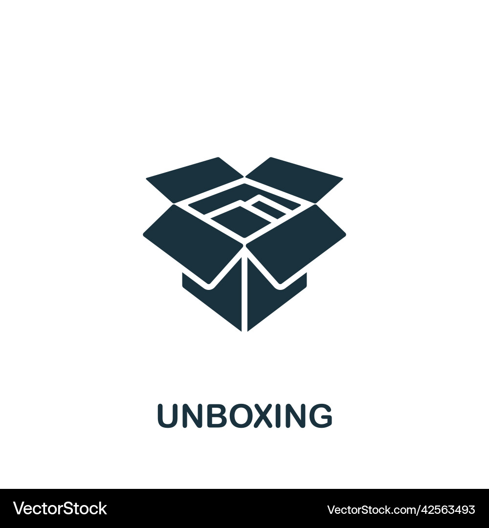 Unboxing icon monochrome simple streaming icon Vector Image