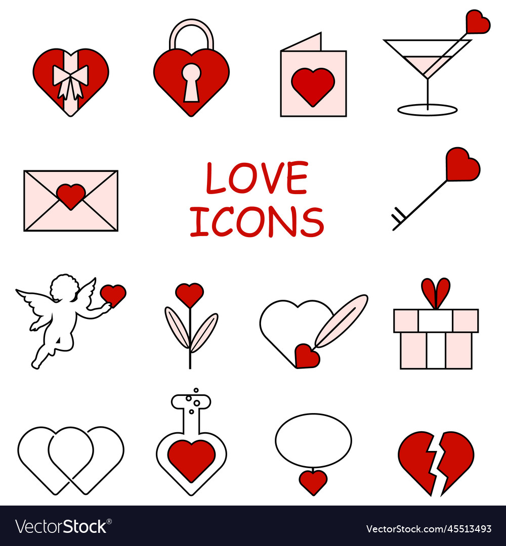 Valentines day icon set Royalty Free Vector Image