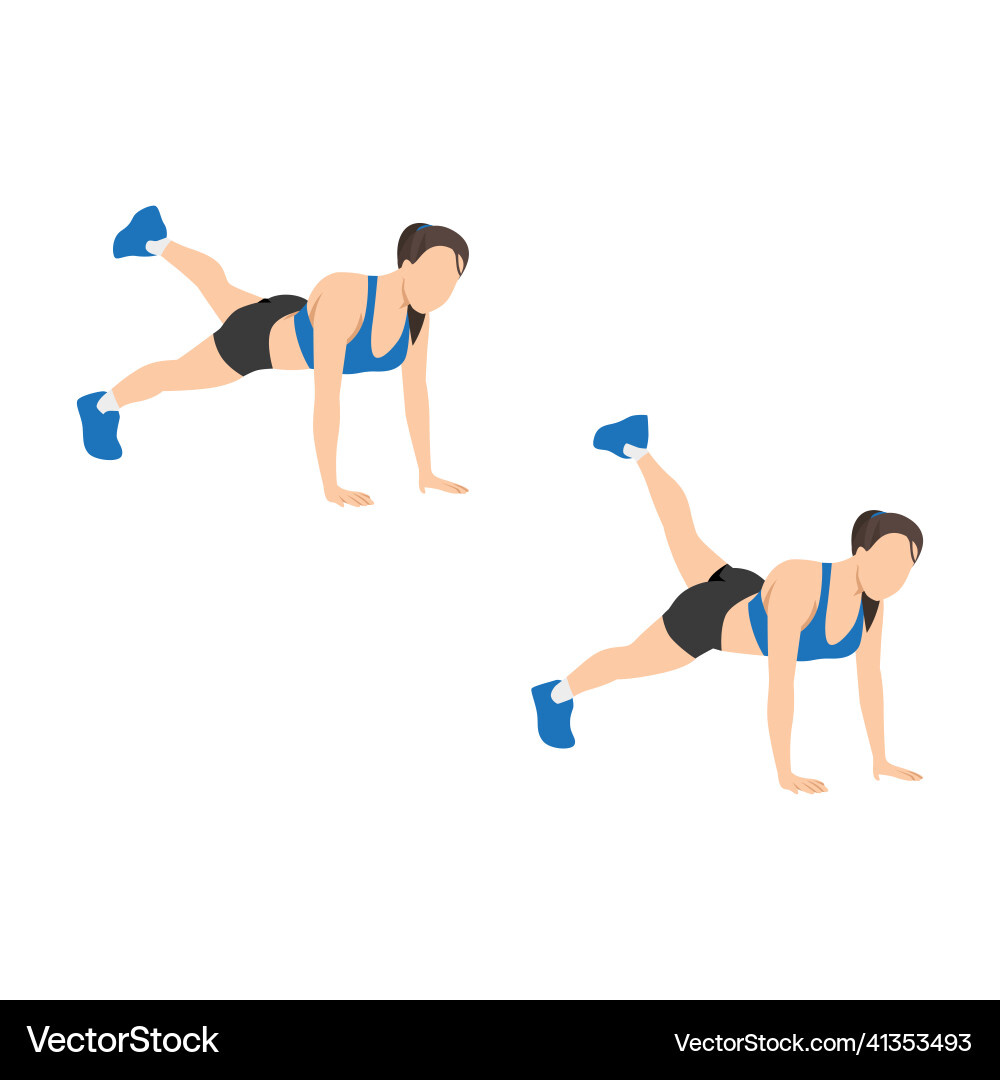 Woman doing plank leg extension pulses exercise Vector Image
