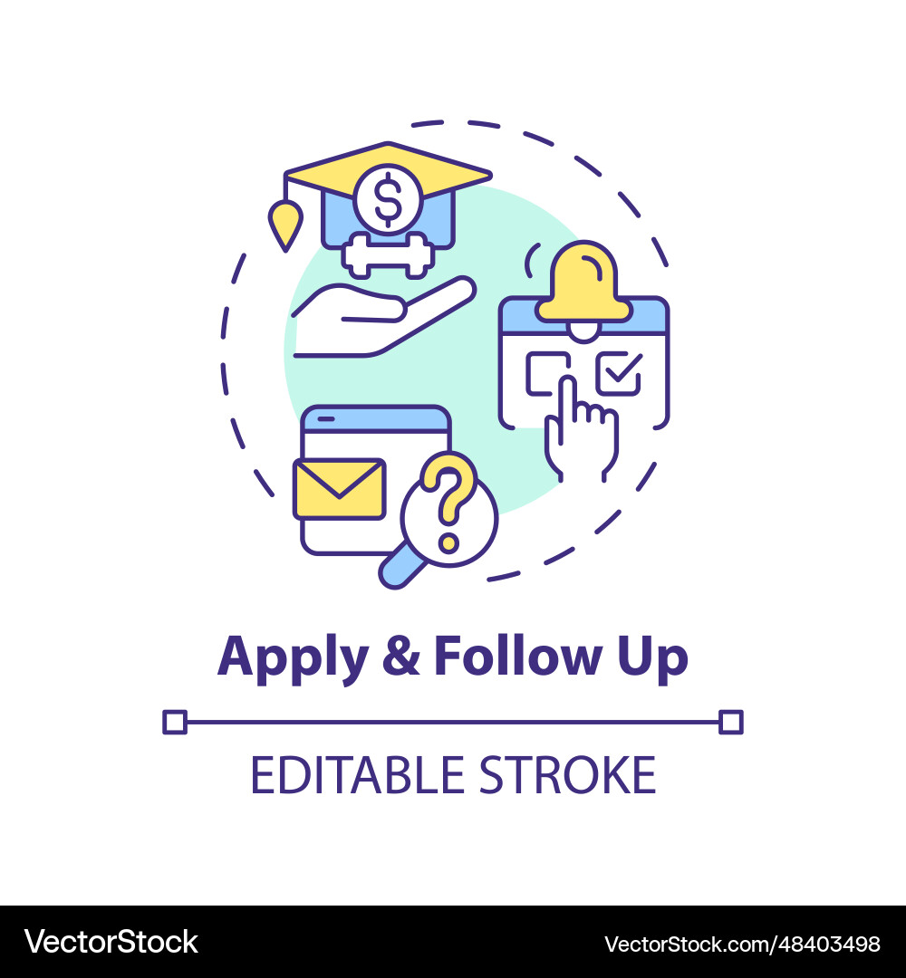 2d customizable apply and follow up line icon Vector Image