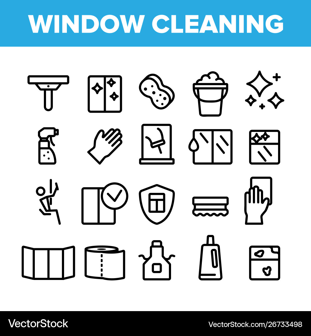 Collection window cleaning sign icons set Vector Image