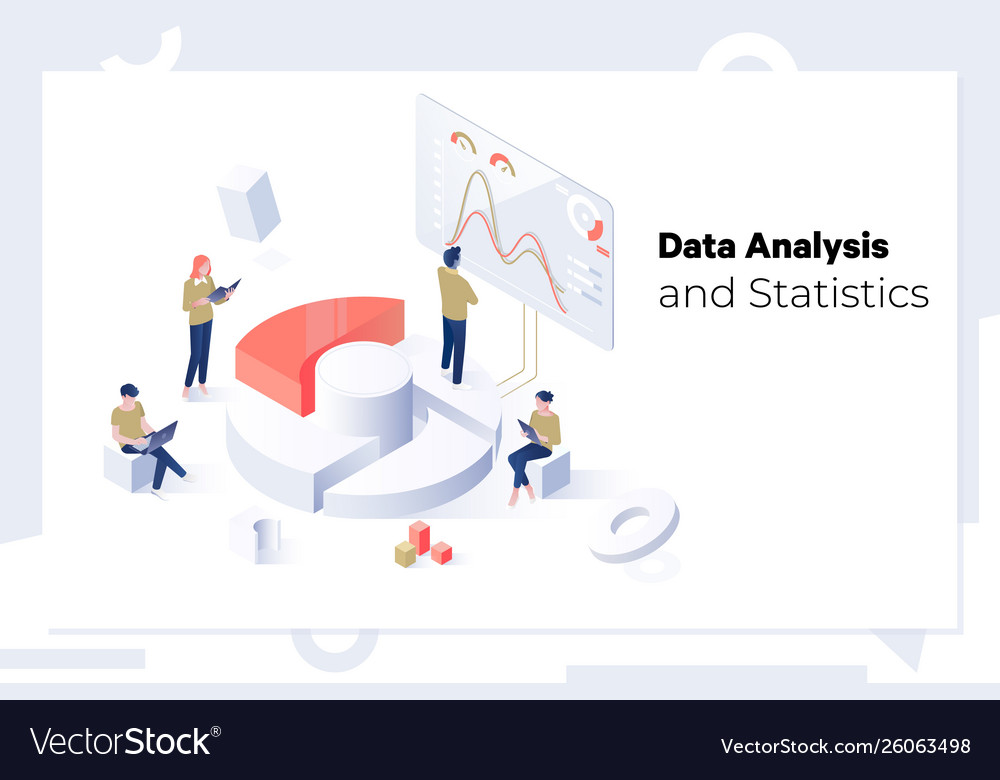Data analysis and statistics concept isometric web