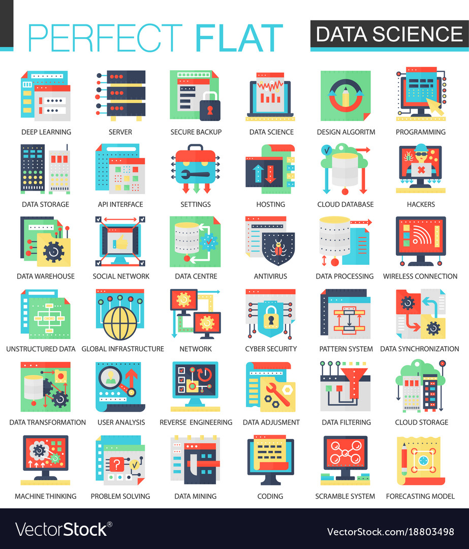 Data science complex flat icon concept web Vector Image