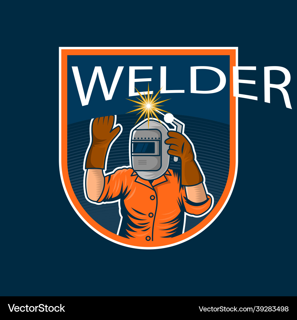 Detailed welder logo template Royalty Free Vector Image